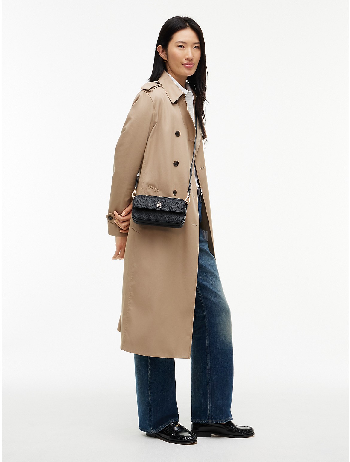 TOMMY HILFIGER women's allover monogram crossbody bag
